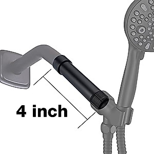 Matte Black Shower Arm Extension 4 Inch Arm Mount Extender for Rainfall Shower Head Combo, High Flow Female to Male 1/2 Inch Shower Pipe