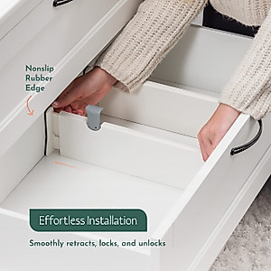 Adjustable Tall Drawer Dividers, [4 Pack] Adjusting Legnth from 15 Inch - 21 Inch, Drawer Organizers for Clothes, Locks in Place, Use for Bedroom, Bathroom, Kitchen & Office Organization and Storage.