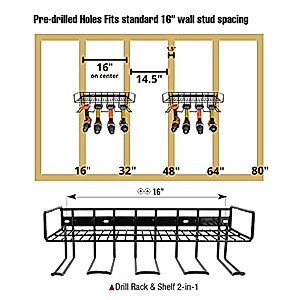 UNITEDPOWER Wall Mounted Power Tool Organizer Holder, Heavy Duty Utility Storage Rack for Battery Powered Hand Tools, Cordless Drill Rack and Tool Shelf w/Compact Design, Perfect for Father's Day