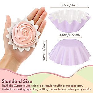 TRUSBER Wave Cupcake Liner Standard Muffin Wrappers Non-stick Greaseproof 210g PET Coated Paper Baking Holder for Wedding,Birthday,Baby Shower or Holiday Party,100 Count
