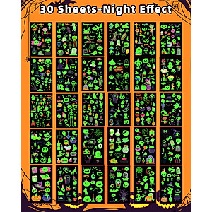 Greingways 500 Styles Halloween Tattoos Party Favors for Kids, Luminous Temporary Tattoos Stickers, Halloween Goodie Bag Fillers Halloween Toys Supplies Gifts for Halloween Treats Decorations