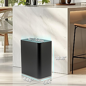 EmoH Small Bathroom Trash Can 2.1 Gallon /8-Liter Wastebasket, Modern Matte Black Stainless Steel Garbage Bin for Bedroom, Home Office, Toilet, RV, Under Sink, Near Desk