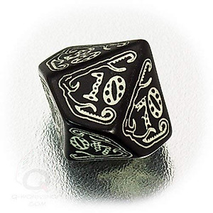 Q-Workshop Call of Cthulhu Black & Glow-in-The-Dark RPG Ornamented Dice Set 7 Polyhedral Pieces Black & Glow-in-the Dark, Standard (15mm - 17mm)