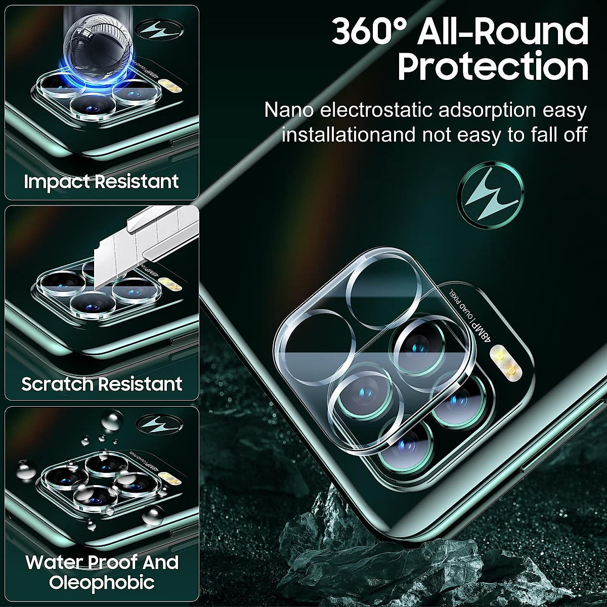 UniqueMe [ 2+2 Pack Screen Protector Compatible with Motorola moto G stylus 5G 2021 Tempered Glass Screen Protector + Camera Lens Protector [Not for Moto G Stylus 4G 2021]【Only for 2021 model】