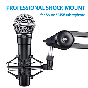 SUNMON SM58 Microphone Shock Mount Holder for Reduces Vibration and Noise, Suitable for Shure SM58-LC, SM58-CN Cardioid Dynamic Vocal Mic