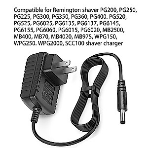 Charger for Remington Shaver PG525 PG6025 MB2500 PG6135 PG6060 Power Cord for Remington Beard Trimmer PG606 PG6015 PG6135 AC Adapter