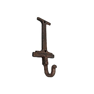 Handcrafted Nautical Decor Rustic Copper Cast Iron Letter I Alphabet Wall Hook 6"