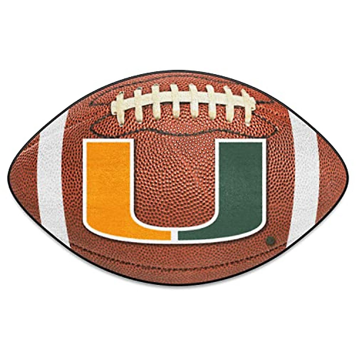 FANMATS 4464 Miami Hurricanes Football Rug - 20.5in. x 32.5in. | Sports Fan Home Decor Rug and Tailgating Mat - U Primary Logo