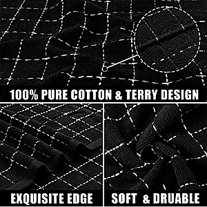 Mordimy 100% Cotton Terry Kitchen Towels, 16 x 26 Inches, Checkered Designed, Super Soft and Absorbent Dish Towels for Kitchen Drying, Perfect for Kitchen and Household Cleaning, 4 Pack, Black