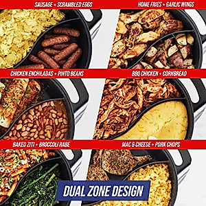 Blue Diamond Ceramic Nonstick Split Savor, 5.5QT Electric Skillet Hot Pot with Divider, Dishwasher Safe, Adjustable Temperature Control, PFAS-Free, Blue