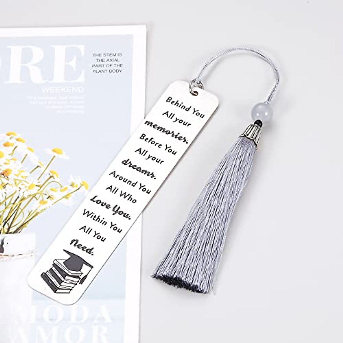 Inspirational Bookmark Class of 2023 Graduation Gifts for Her Him College High School Senior Graduation Birthday Gifts Bookmarks with Tassel for Book Lover Reader Boy Girl from Mom Teacher to Student