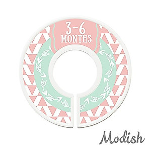 Modish Labels Baby Clothes Size Dividers, Baby Closet Organizers, Closet Size Dividers, Baby Closet Organizers, Clothes Organizer, Girl, Woodland, Arrows, Nordic, Boho, Pink, Mint (Baby)