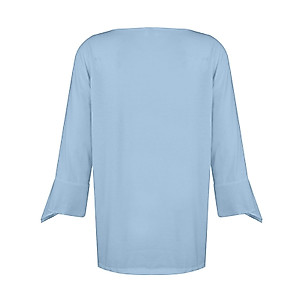 Marble Print Graphic Shirts Leisure Tops for Women Casaul Short Sleeve V-Neck Tees Blouse Regular Soft Tunics Cloth A2-Light Blue Medium