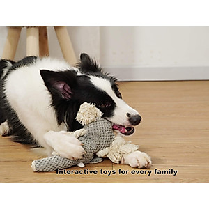 KOL Plush Squeaky Interactive Puppy Dog Toys with Crinkle Paper, Durable Chew Toys for Small and Medium Dogs with Elephant Shape