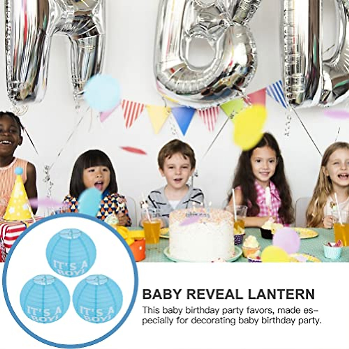 Gadpiparty Gender Reveal Hanging Ornament 3Pcs Party Paper Lanterns Baby Shower Lanterns Round Folding Lanterns Its a Boy Lanterns Birthday Party Hanging Decorations (Sky- Blue) Japandi Decor
