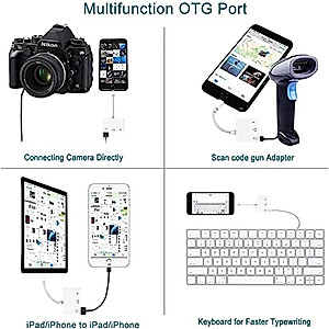 USB 3 Camera Adapter,3 in 1 USB Female OTG Adapter with Charging and 3.5mm Headphone Audio Jack Splitter for iPhone/iPad,Support USB Flash Drive,MIDI Keyboard