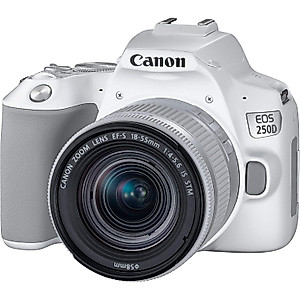 Canon EOS 250D (Rebel SL3) DSLR Camera w/ 18-55mm is STM Lens (International Version) No Warranty (White)