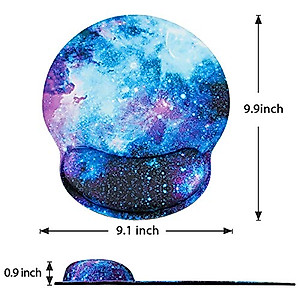 ToLuLu Mouse Pad with Wrist Rest Support, Gel Cute Mouse Pads Non Slip Rubber Base Mousepad, Ergonomic Mouse Wrist Rest Pad for Laptop Computer Home Office Working Gaming Pain Relief, Nebula Galaxy