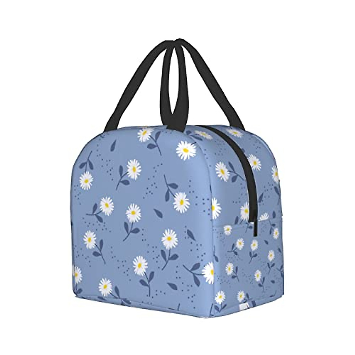 Senheol Cute Daisy Print Lunch Box, Kawaii Small Insulation Lunch Bag, Reusable Food Bag Lunch Containers Bags for Women Men