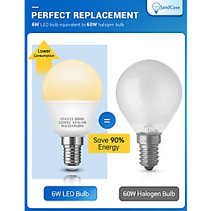 JandCase Ceiling Fan Light Bulbs, 6W E12 LED Bulbs 60Watt Equivalent, G14 LED Bulbs for Ceiling Fan, Chandelier, Table Lamp, Soft White 3000K, Non-dimmable, 6 Pack