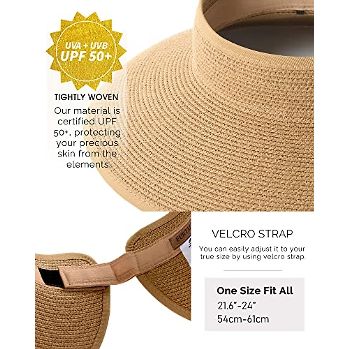 FURTALK Women's Visor, 01-Pure Khaki, Medium