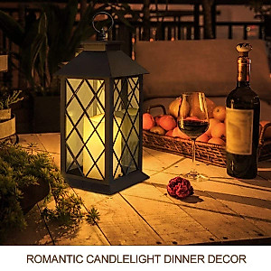 Solar Lantern NB-4 Solar Lantern Hanging Lanterns Waterproof LED Flickering Flameless Candle Mission Outdoor Garden Decorative Lights - Bronze 34.5x14x14cm