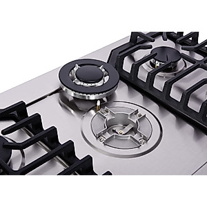 30 Inch Gas Cooktop, Stainless Steel Built-in 5 Burners Gas Stovetop LPG/NG Convertible Gas Stove Top Dual Fuel Gas Hob DM527-05