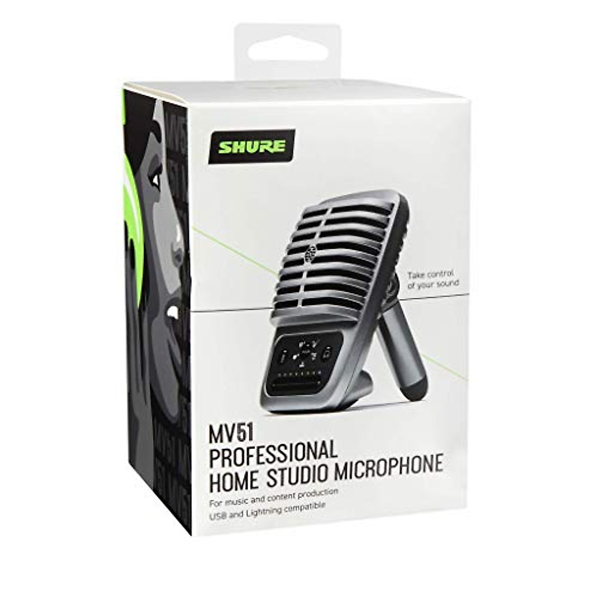 Shure MV51 Digital Large-Diaphragm Condenser Microphone with USB, Lightning and USB-C Cables - 5 DSP Preset Modes (Speech, Singing, Flat, Acoustic Instrument, Loud)