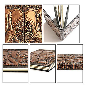 Leather Journal Writing Notebook - Antique Handmade Leather Daily Notepad Sketchbook, Elephant Gift For Men & Women, Travel Diary & Notebooks to Write in (Red, A6)