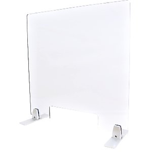 Plexiglass Table Top Sneeze Guard – Desk Divider for Students, Office, Transactions – Acrylic Shield | (24" x 24" with Cutout)