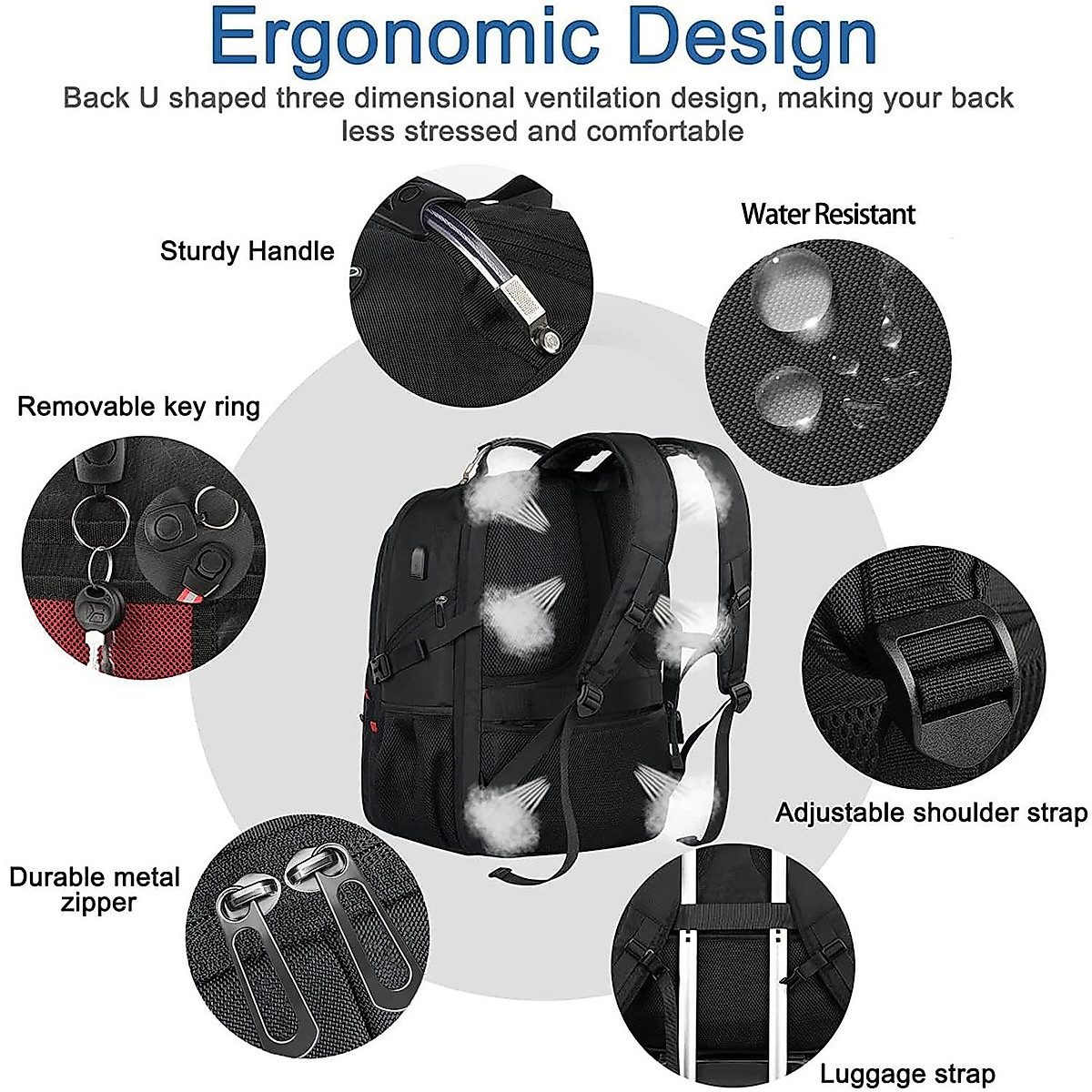 Z-MGKISS Travel Backpack, Extra Large Laptop Backpack, TSA Backpack 17.3 Inch, 50L Durable Anti Theft 17 Inch Big Business Backpack Christmas Gifts for Men, Water Resistant School Bag with USB, Black