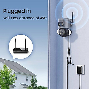 4MP Security Camera Outdoor, 10X Optical Zoom,Dual-Lens Wifi Wireless Camera,360° Pan/Tilt/Zoom Security Camera System with Motion Tracking, Two-Way Talk,Siren Alarm, Color Night Vision,Dual Screen