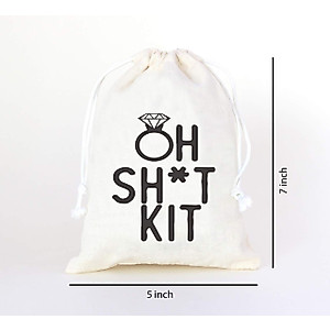 Oh Shit Kit Drawstring Hangover Bachelorette Kit Bags Cotton Muslin Drawstring Bags for Bridal Shower Hen's Party Kit Bag