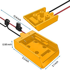 Power Wheel Adapter with Fuse & Switch, Secure Battery Adapter for Dewalt 20V Lithium Battery with 12 Gauge Wire, Good Power Convertor for DIY Ride On Truck, Robotics, RC Toys and Work Lights