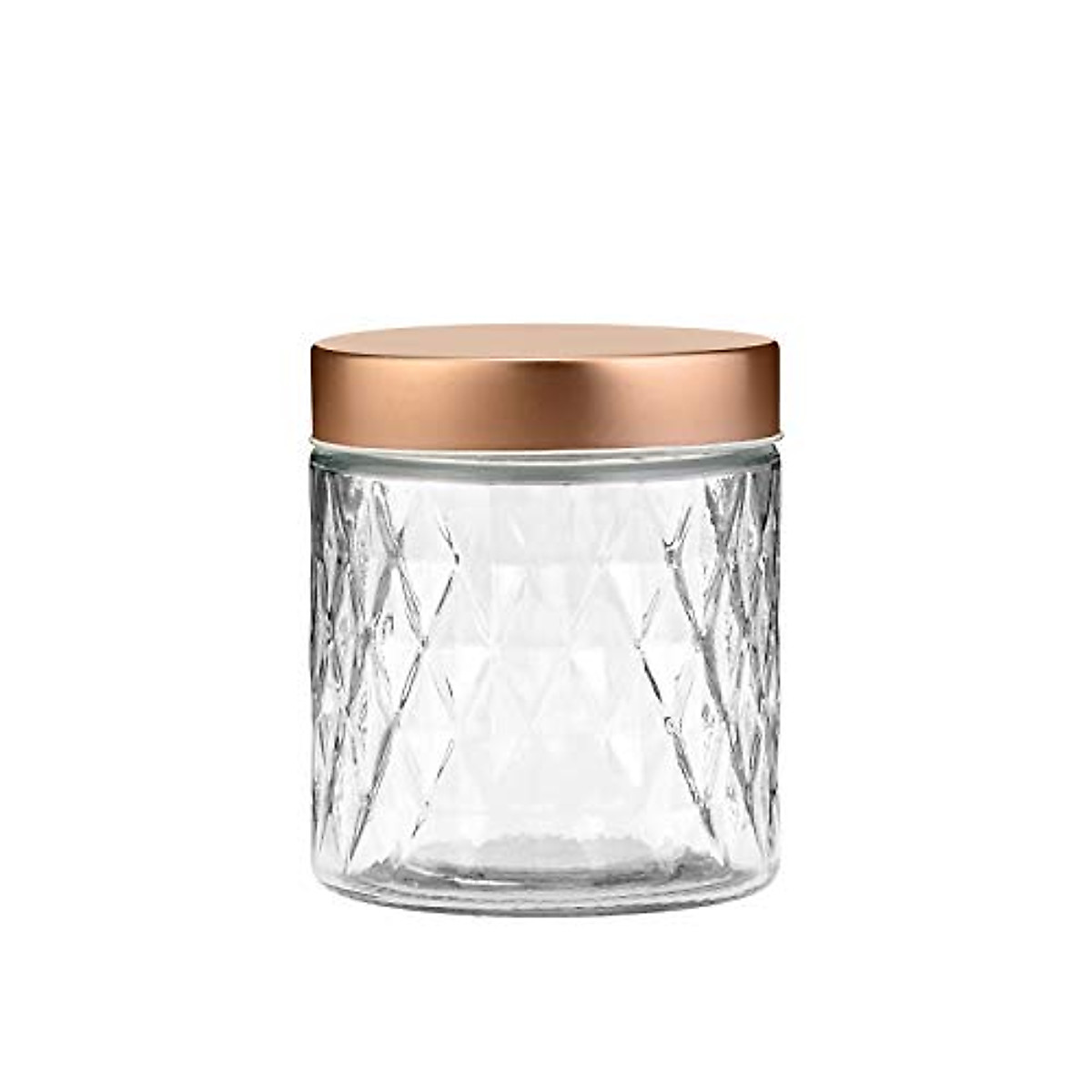 Amici Home Desmond Glass Canister | Set of 3 | Dry Food Storage Container with Airtight Copper Lid | Clear Glass Jar for Kitchen & Pantry Organization | 32, 48, & 60 Oz