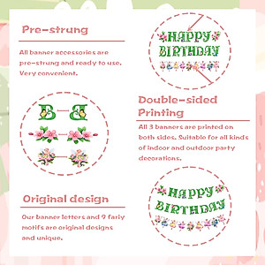 No-DIY Fairy Party Decorations Fairy Birthday Decorations Green Garden Birthday decorations Fairy Banner Fairy Birthday Party Supplies Butterfly Flower Birthday Party Decoration Enchanted Forest Happy
