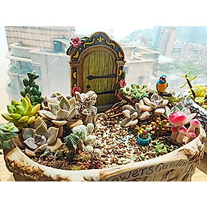 MUAMAX Fairy Garden Door Accessories Fairy Doors Wall Outdoor Mystical Miniature Garden Door for Tree Trunk (Green)