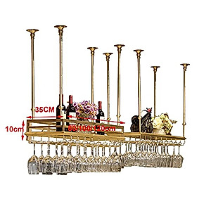 Hanging Wine Rack, Wine Glass Hanger, Household Wine Holder, Wrought Iron Bar, Height Adjustable Wine Storage Shelf (Color : C, Size : 100 * 35CM)