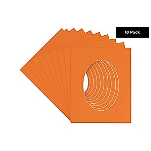 CountryArtHouse Orange Acid Free 6x9 Oval Picture Frame Mat with White Core Bevel Cut for 4x6 Pictures - Fits 6x9 Frame - Pack of 10 Matboard Show Kits with Acid Free Backings & Clear Bags