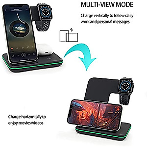 Wireless Charger, 3 in 1 Qi Certified 15W Fast Wireless Charging Station for Apple iWatch Series 7/SE/6/5/4/3/2,AirPods 2/Pro, Compatible for iPhone 13/12/11 Series/XS MAX/XR/XS/X/8/8 Plus/Samsung
