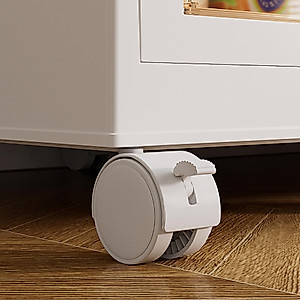 Veemuaro Portable Kids Closet, Children's Wardrobe Closet with 2 Hanging Rod, 8 Wheels, 12 Magnetic Clear Door and 16 Hangers, Foldable Plastic Storage Cabinet for Children's Room, Cloakroom, Bedroom