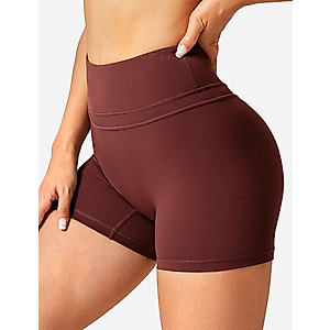 YEOREO Workout Biker Shorts for Women Athletic Scrunch Butt High Waisted Running Gym Shorts Yoga Tummy Control Spandex Burgundy S