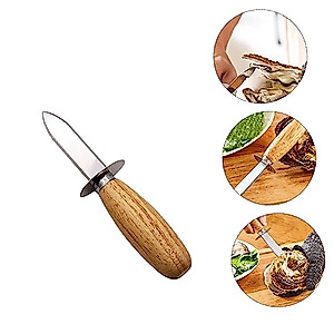 Angoily Seafood Tools 2pcs Stainless Steel Oyster Knife Oyster Shucker Shell Cutter Kitchen Supplies Stainless Steel, Wood Shelled Shell Knife Oyster Shucking Tools Oyster Cutter