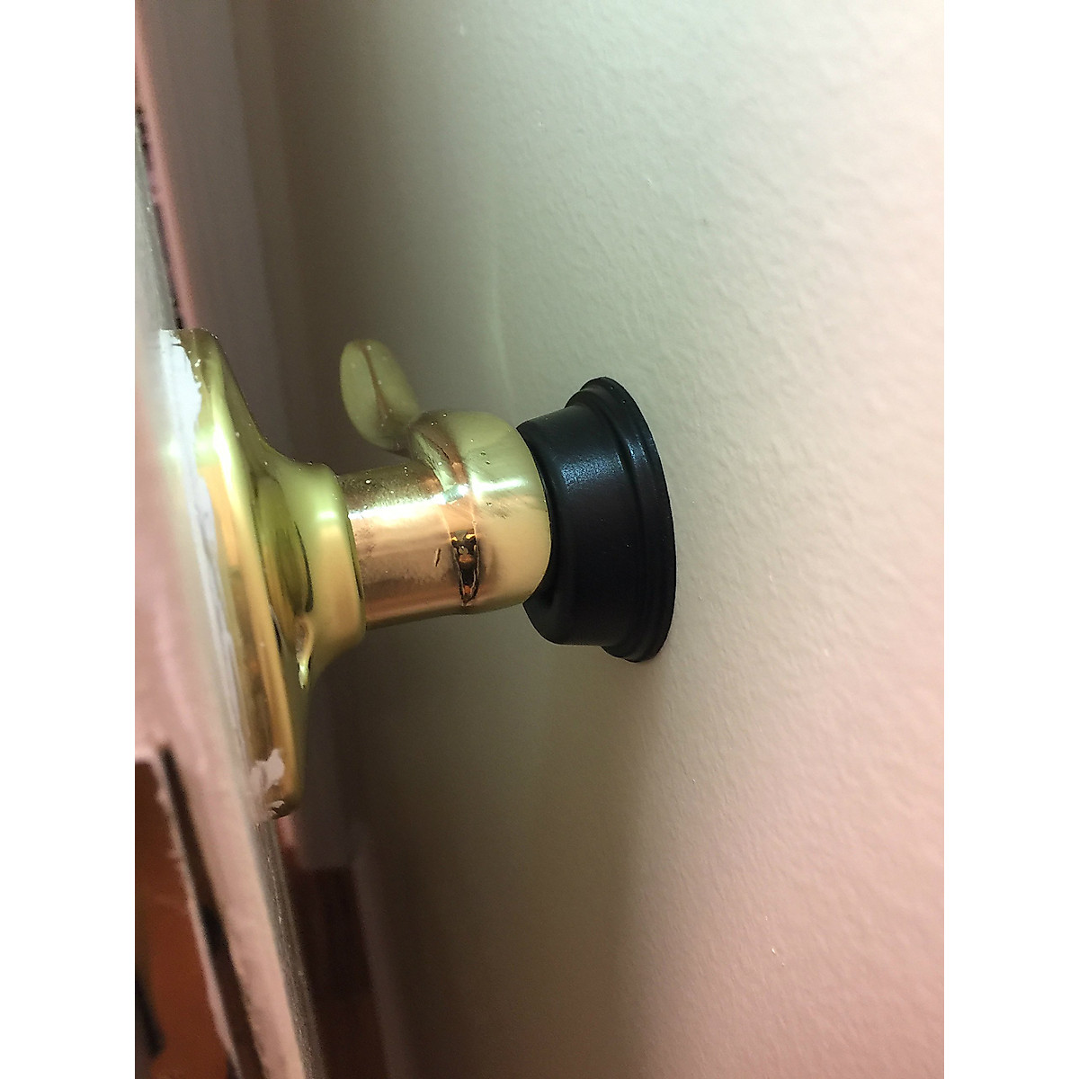 Rubber Door Stopper Bumpers (Pack of 4) Black - Made in USA - Self-Adhesive Wall Protectors. Prevent Damage to Walls from Door Knobs Handles, Guard and Shield