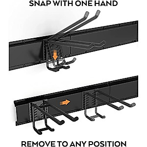 Garage Tool Storage Rack, 48 Inch Adjustable Garage Organizer Wall Mounted 11 PCS Garage Storage with 8 Hooks, Super Heavy Duty Garden Tool Hanger for Shovels, Rake Shovel Yard Tools，Hold Up to 450lbs