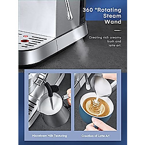 HOUSNAT Espresso Machine, 20 Bar Espresso Coffee machine and Cappuccino Maker with Milk Frother Wand, Automatic Espresso Latte Maker for Espresso, Cappuccino, Latte and Mocha, Compact Design