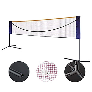 Portable Badminton Net Set, 20Ft 17Ft 12.6Ft Adjustable Sports Net with Poles Carrying Bag, Polypropylene Fiber Sports Net Set for Badminton, Tennis, Kids Volleyball, Pickleball