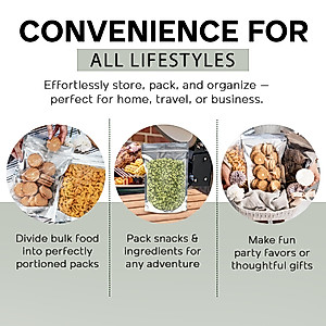 WaldOaks 150 Resealable Food Storage Bags, 6x9-inch Heat Sealable Air Tight Bags, Stand Up Zip Bags, Waterproof Packaging Barrier, 24 fl oz