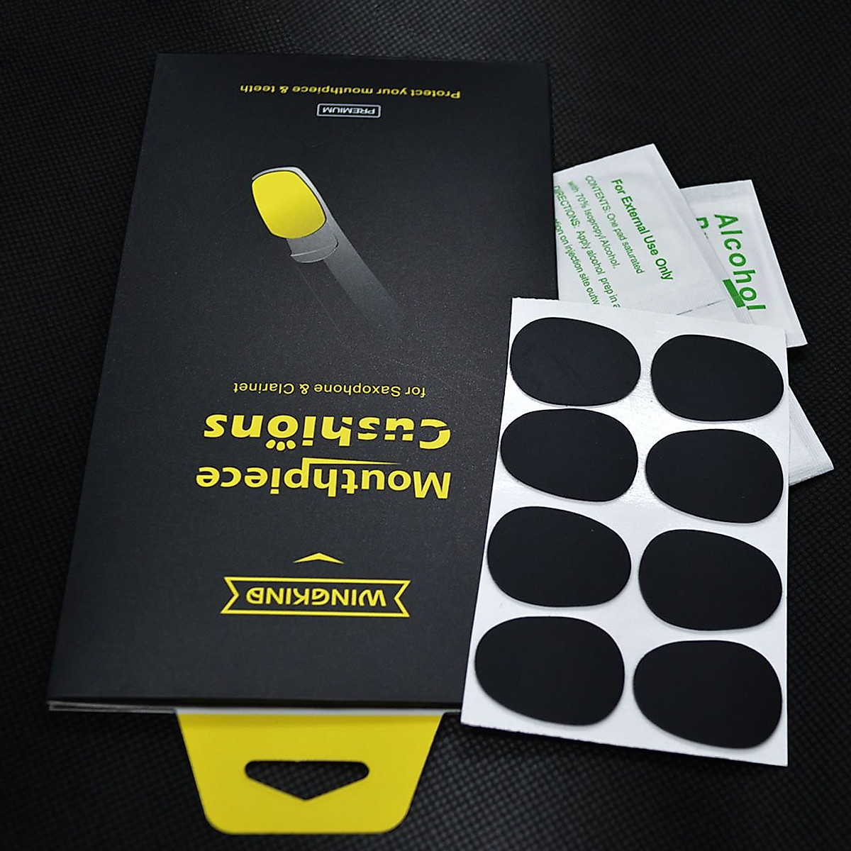 WINGKIND Alto/Tenor Saxophone & Clarinet Mouthpiece Cushions Patches Pads, 0.8mm Black (8 pieces)