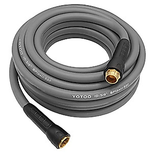 YOTOO Heavy Duty Hybrid Garden Water Hose 5/8-Inch by 50-Feet 150 PSI Kink Resistant, Flexible with Swivel Grip Handle and 3/4" GHT Solid Brass Fittings, Gray